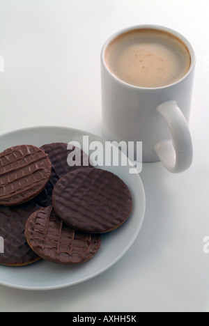 Coffee and chocolate biscuits Stock Photo - Alamy