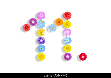 number 11 written with flowers Stock Photo - Alamy