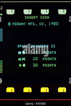 Space Invaders II 2 Midway Mfg Co 1980 Vintage arcade videogame screen ...