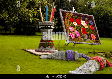 Artistic landscape gardening Colorful pattern made from flowers Stock ...