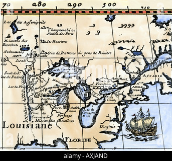 Map of Acadia, 17th century colony of New France in northeastern North ...