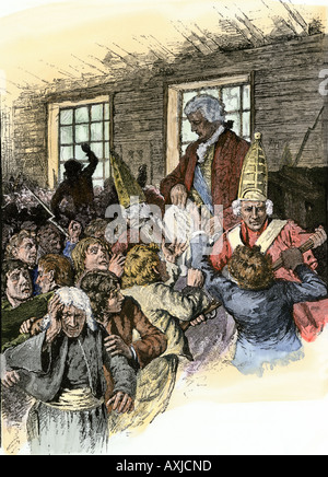 Deportation of the French Acadians by the British 1755. Hand-colored ...