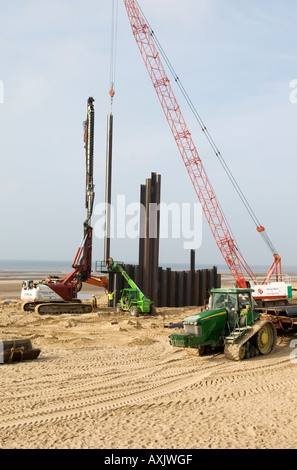Building flood defences off Blackpool Stock Photo - Alamy