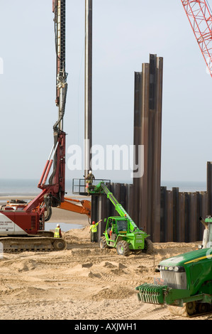 Building flood defences off Blackpool Stock Photo - Alamy