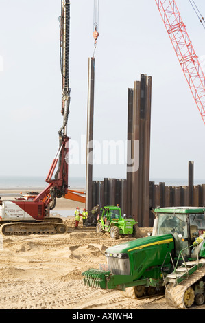 Building flood defences off Blackpool Stock Photo - Alamy