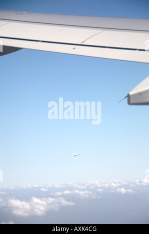 Aircraft Wing on blue sky background, Mediterranean Sea Stock Photo - Alamy