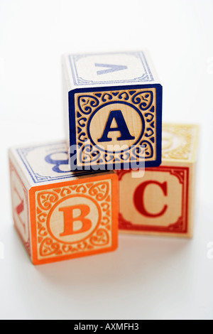 Alphabet blocks ABC close up, education concept Stock Photo - Alamy