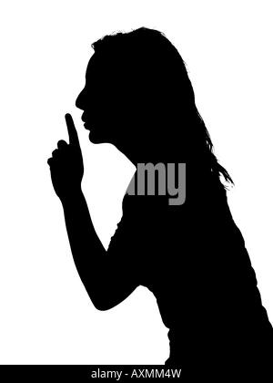 Silhouette of Woman Hushing Stock Photo - Alamy