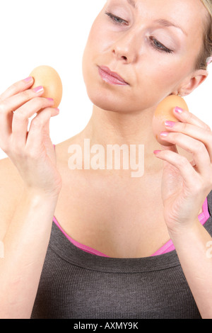 Young Woman Choosing Eggs Model Released Stock Photo - Alamy