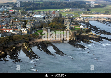 Aerial view of St Andrews Castle and city in St Andrews , Fife ...