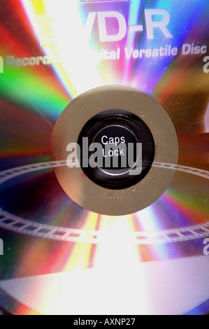 DVD hole around caps lock light diffraction spectrum colours disc audio ...