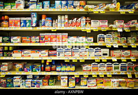 Cold and allergy medicine display in a drug store Stock Photo - Alamy