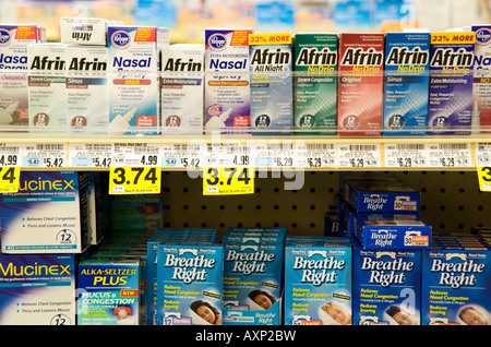 Cold and allergy medicine display in a drug store Stock Photo - Alamy