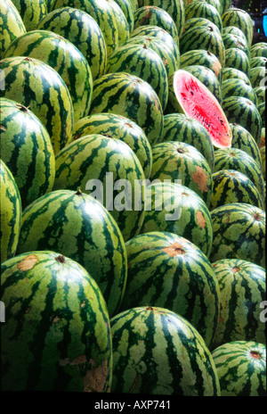 Whole Watermelon (Citrullus lanatus pepo fruit), isolated Stock Photo ...