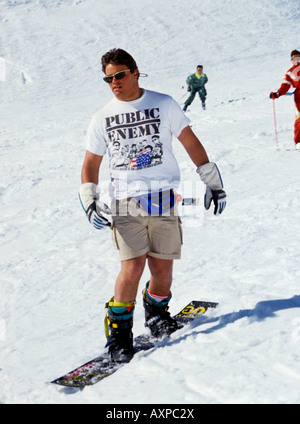 Man snow boarding Stock Photo - Alamy