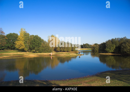 Europe UK London Mitcham Common pond with children Stock Photo - Alamy