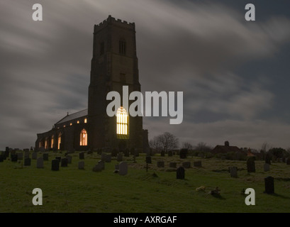 ST MARYS CHURCH PHOTOGRAPHED UNDER A FULL MOON, HAPPISBURGH, NORFOLK ...