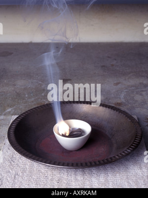 Magnesium ribbon in crucible before burning (see ref AXR64H for Stock ...