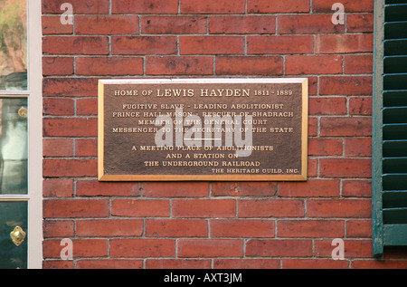 The memorial plaque on the Lewis and Harriet Hayden House, Phillips ...