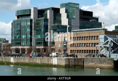 IFSC House and the AIB Trade Centre Building seen from the Sean O Casey ...