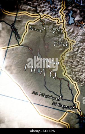 Current close-up map of Iraq in the Middle East Stock Photo - Alamy