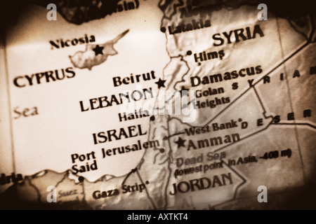 Current map showing the countries Syria, Cyprus, Lebanon, Israel, and ...