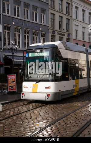 Tram in Ghent, Belgium, bound for Moscou Stock Photo - Alamy