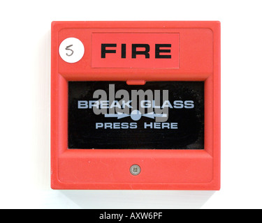 Fire alarm box break glass Stock Photo - Alamy