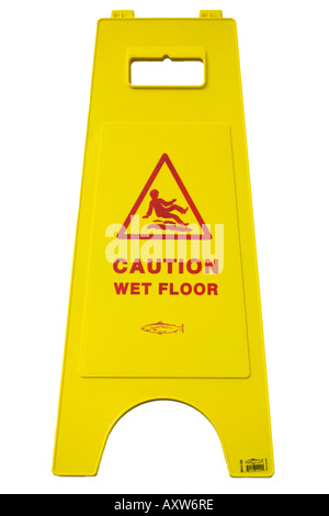 Yellow slip fall hazard sign at a public swimming pool. Public ...