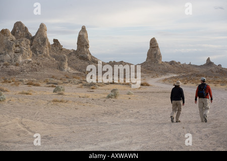 two people exploring trona pinnacles, california Stock Photo - Alamy