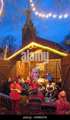 This illuminated Christmas nativity scene was on display in the main ...