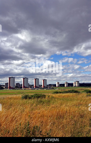 The area of Seaton with it's tower blocks on the coast at Aberdeen ...