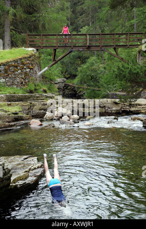 The Linn of Quoich waterfall and ravine near Braemar, Aberdeenshire ...
