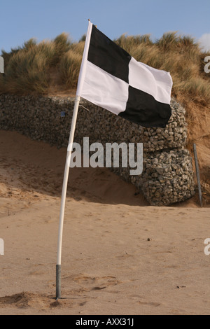 Black and white beach flags - between 2 of these flags on a beach ...