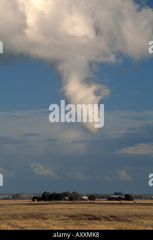 Tornadic funnel cloud descending out of cumulonimbus storm cloud Stock ...