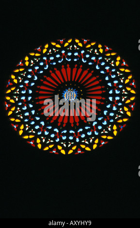 Colourful stained glass window, Palma Cathedral, Palma de Majorca ...