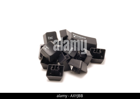 A Pile of white computer keyboard keys isolated on white background ...