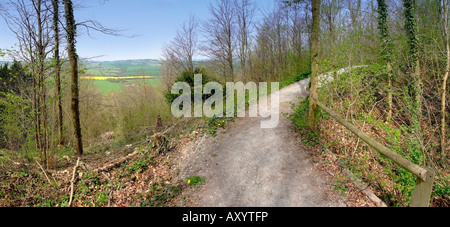 View of farmland from Wenlock Edge, near Much Wenlock, Shropshire ...