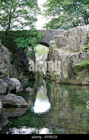Bridge over river in Grizedale Forest, English Lake District Stock ...