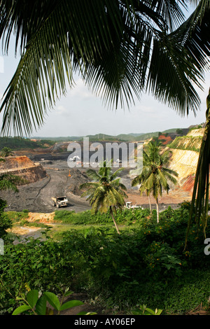 Goldmining in Africa. Overview of opencast surface gold mine pit from ...