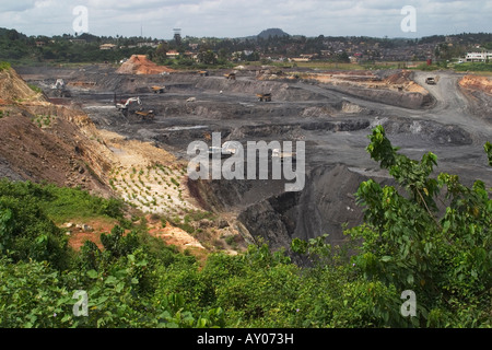 Goldmining in Africa. Overview of opencast surface gold mine pit from ...