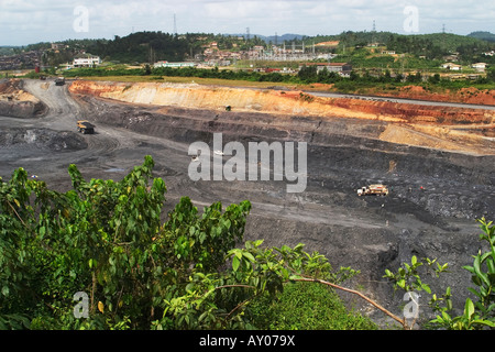 Goldmining in Africa. Overview of opencast surface gold mine pit from ...