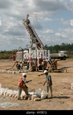 RC drill rig grade control sampling on surface gold mine pit with ...