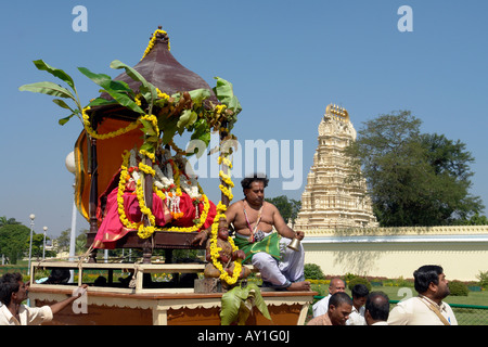 hindu temple cart being pulled around the temples in the grounds of the ...
