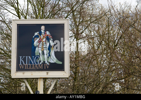 The King William IV Pub sign, The Street, West Horsley, Surrey, England ...