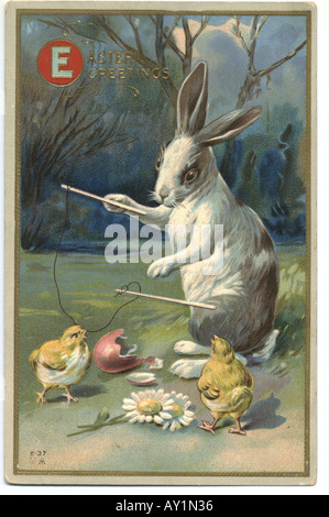 Greeting Card with Easter bunny Stock Photo - Alamy