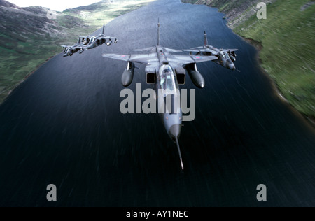 Four RAF Jaguar jet aircraft low level over Wales Stock Photo - Alamy