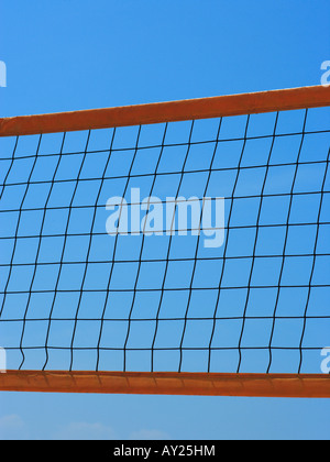 Beach volleyball net close-up. Volleyball net fragment on the beach ...