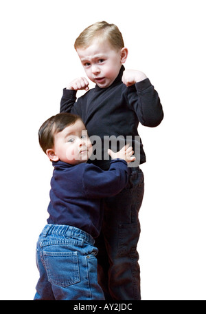 Brothers out and about. Portrait of two little brothers taking a selfie ...