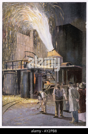 History of Iron: Bessemer Process in a factory. First inexpensive ...